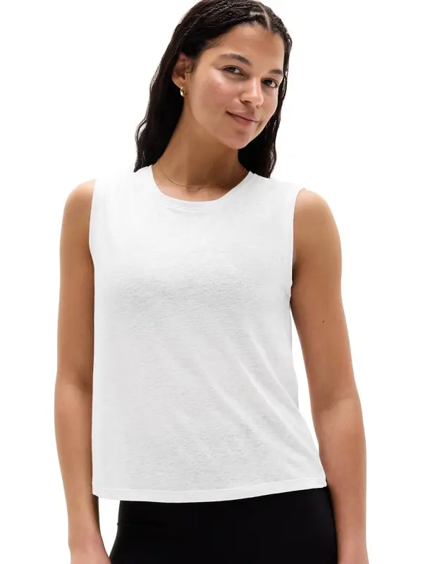 Athleta Getaway Linen Blend Muscle Tank - Bright White