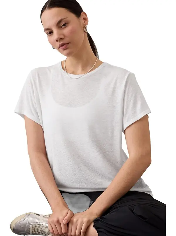 Athleta Relaxed Linen Blend Tee - Bright White