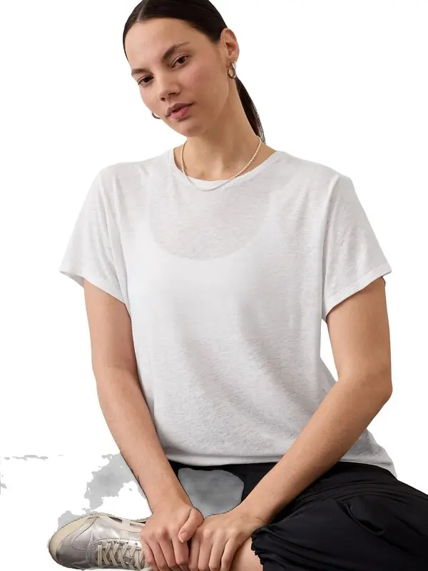 Athleta Relaxed Linen Blend Tee - Bright White