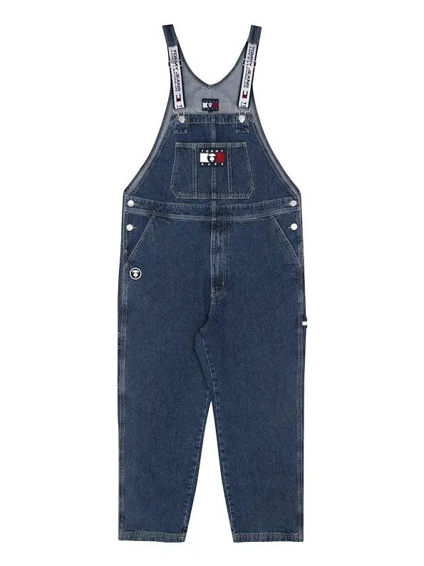 A BATHING APE X Tommy Dungaree Denim Overalls - Blue