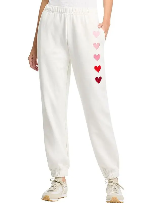 Vintage Havana Embroidered Heart Ankle Joggers - White/red