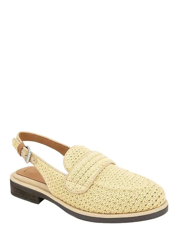 KENNETH COLE Caleb Slingback Loafer Flats - Natural Raffia
