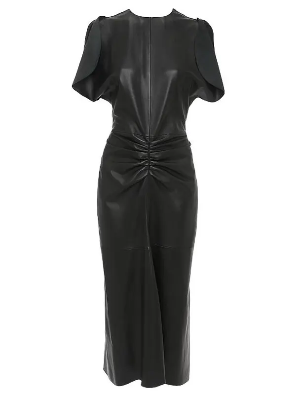 Victoria Beckham Midi Leather Dress - Black