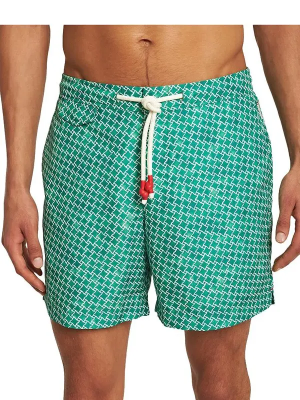 Orlebar Brown Standard High Low Geo Swim Trunks - Caddie Green