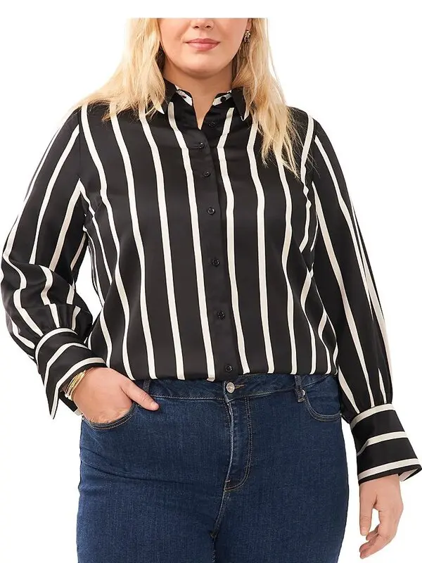 Vince Camuto Striped Blouse - Rich Black
