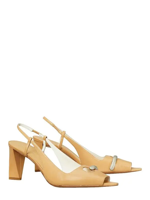 Tory Burch Pierced Peep Toe Slingback Pumps - Cantucci