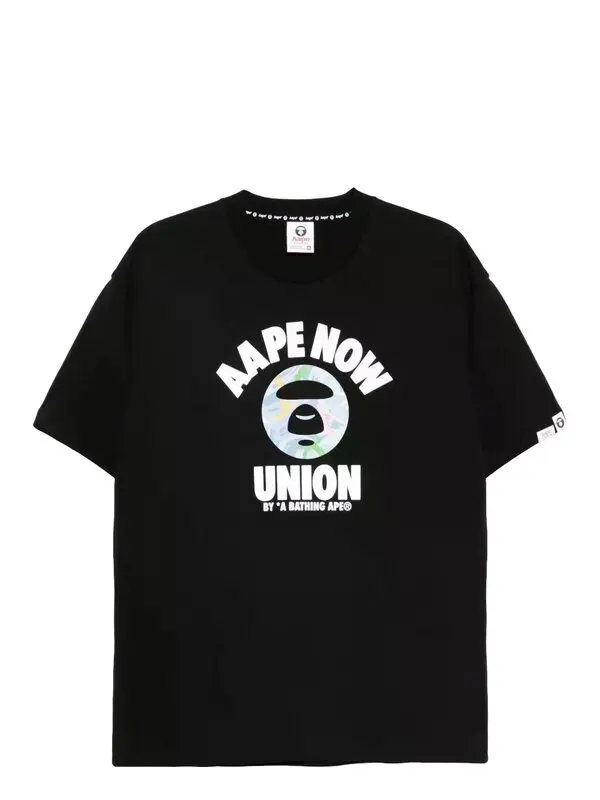 AAPE BY *A BATHING APE® Moonface Logo Short Sleeves Tee - Black