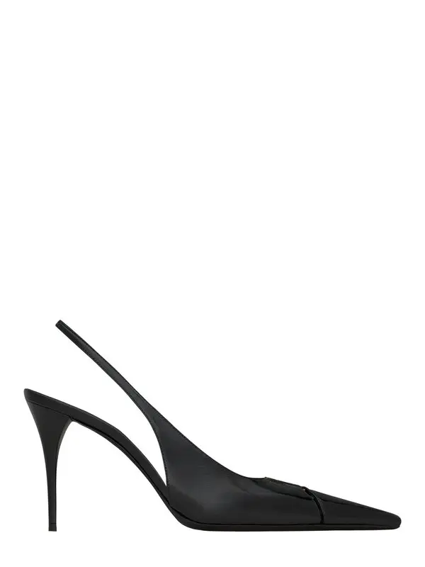 Saint Laurent Babylone 90 Patent Leather Slingback Pumps - Black