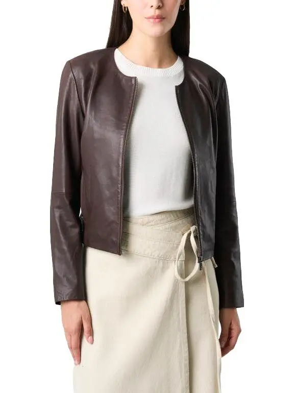 VELEZ Rider Leather Jacket - Brown