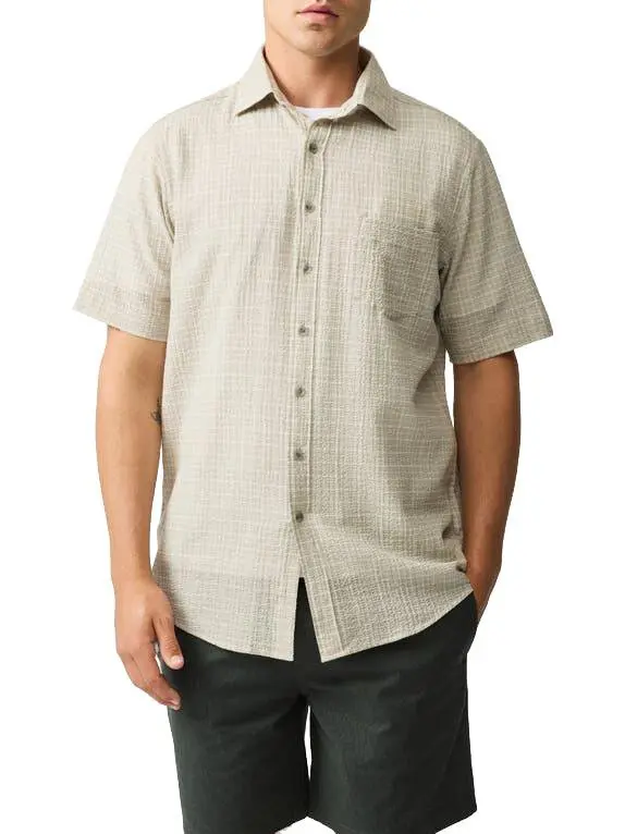 Rodd & Gunn Gowenbridge Short Sleeve Textured Cotton Button-up Shirt - Fog