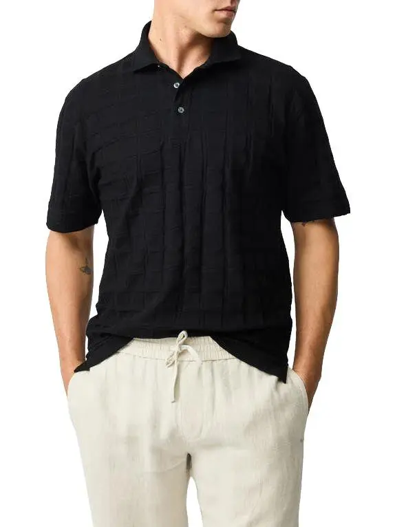 Rodd & Gunn Rosskeen Textured Cotton Polo - Noir