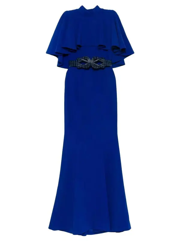 SAIID KOBEISY Fitted Crepe Long Dress - Blue