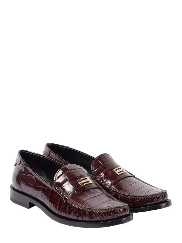 Victoria Beckham Croc-effect Leather Loafers - Beige