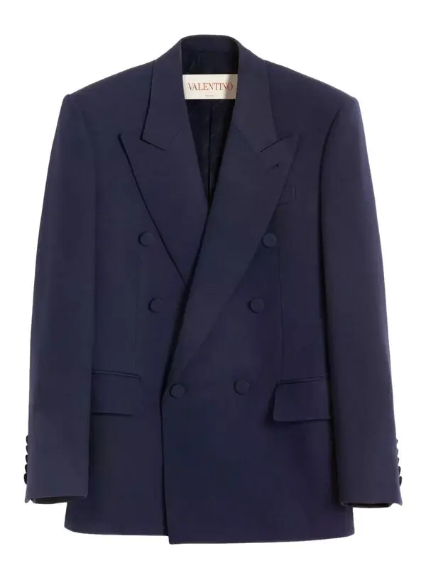 Valentino Garavani Double-breasted Gabardine Jacket - Blue