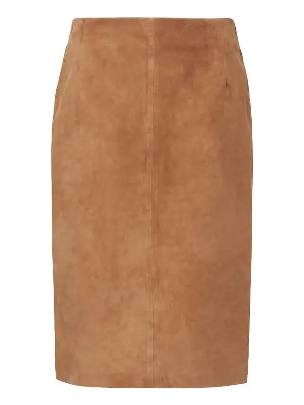 Nour Hammour Lady Suede Pencil Skirt - Brown