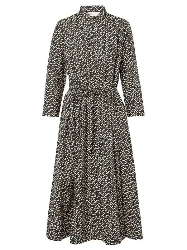 Tory Burch Printed Cotton Poplin Shirt Dress - Black