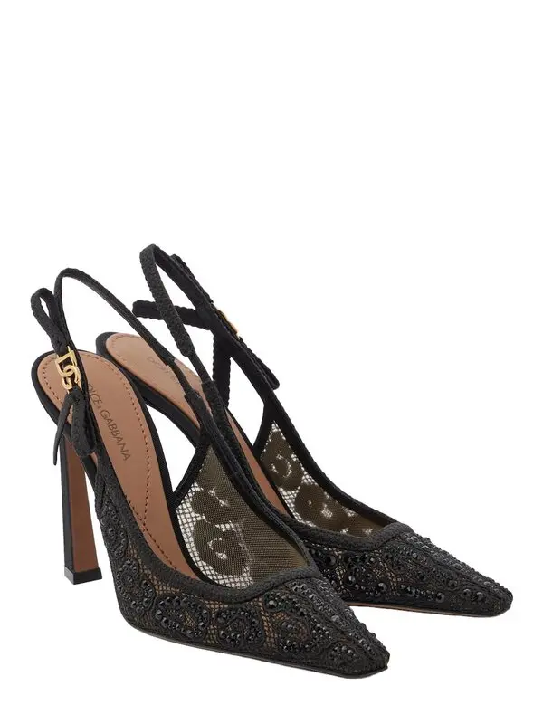Dolce & Gabbana Dg Embellished Slingback Pumps - Black