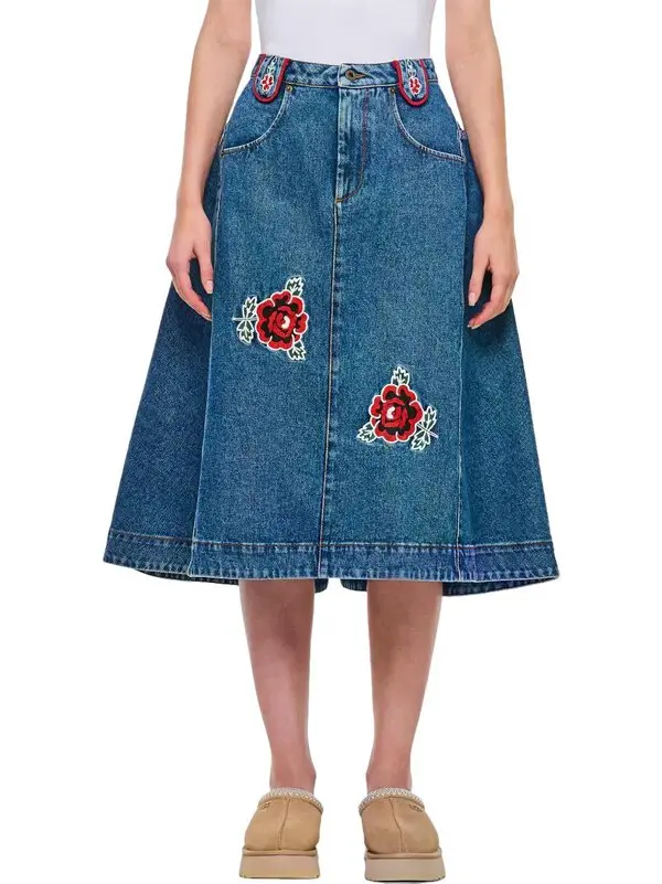 MOLLY GODDARD Abi Denim Mid Skirt - Blue