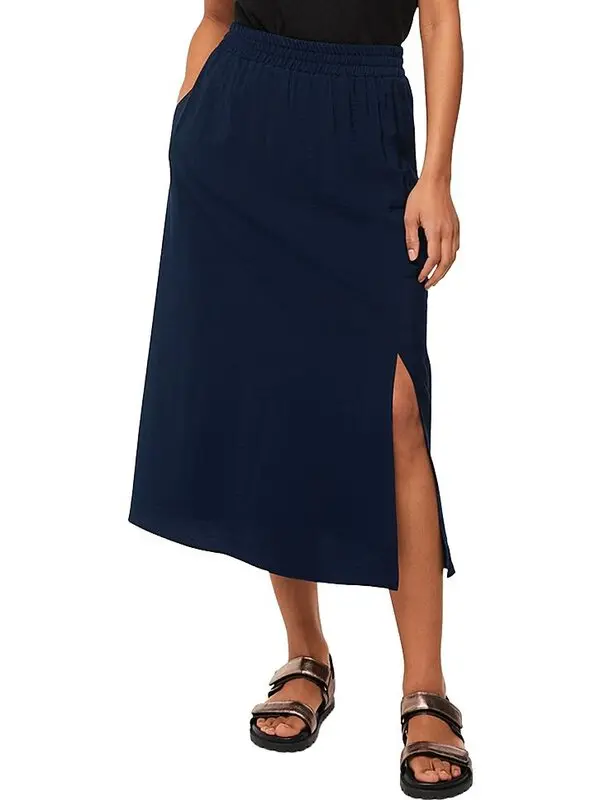 Whistles Eva Pull On Midi Skirt - Navy