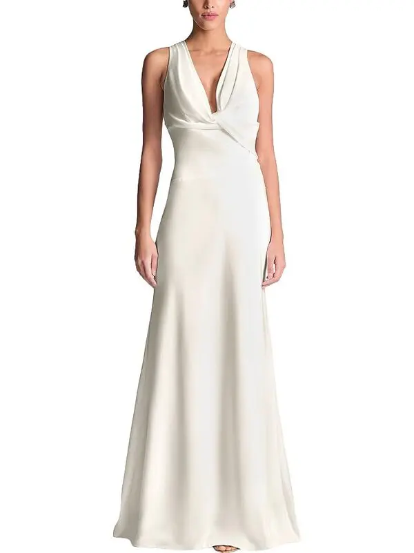 Bcbgmaxazria Cowl Neck Halter Gown - Gardenia