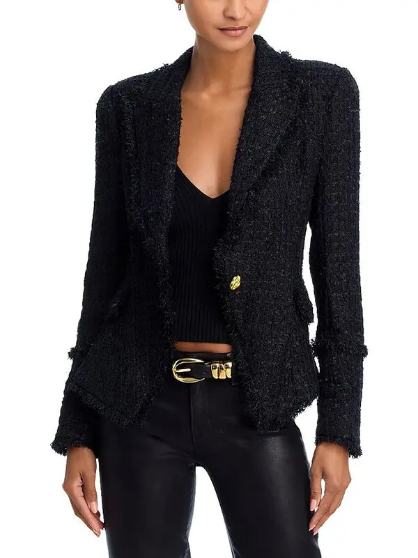 L'Agence Kaisley Frayed Blazer - Black