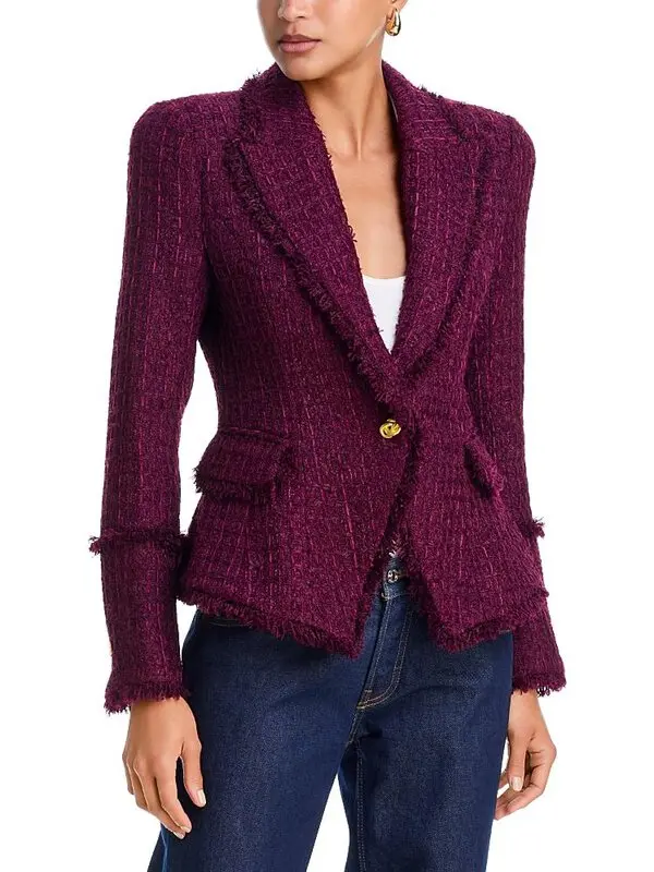 L'Agence Kaisley Frayed Blazer - Dark Port