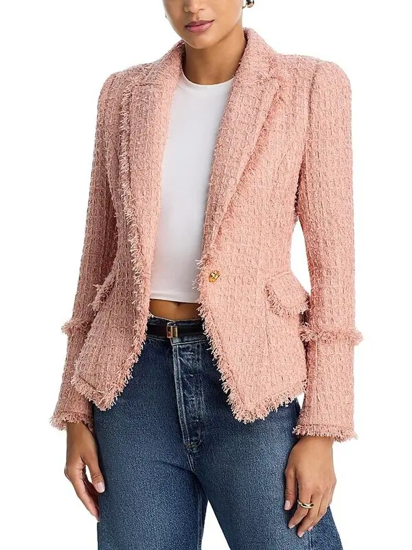 L'Agence Kaisley Frayed Blazer - Dusty Pink
