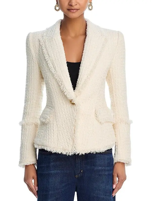 L'Agence Kaisley Frayed Blazer - Vintage White