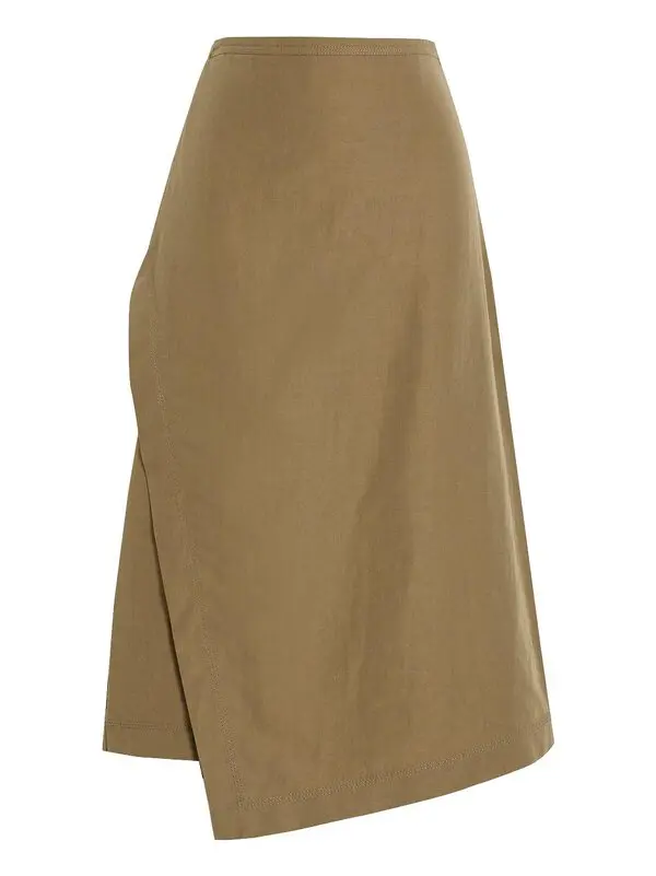 Vince Wrap-effect Woven Skirt - Army Green
