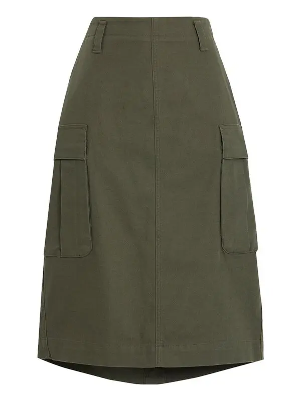 Vince Cotton-blend Twill Skirt - Army Green