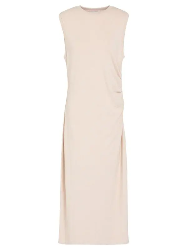 Vince Ruched Knitted Midi Dress - Beige