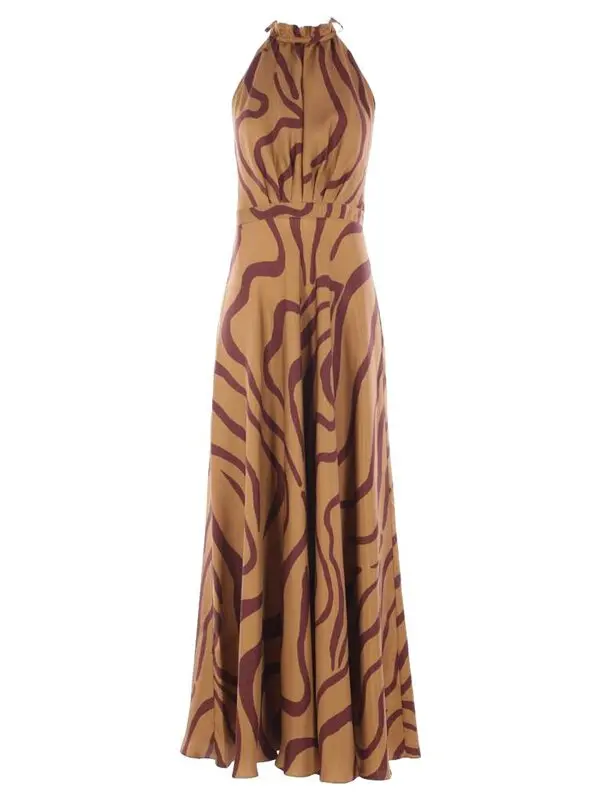 Raquel Diniz Zebra Print Sleeveless Dress - Zebra Beige+bordeaux