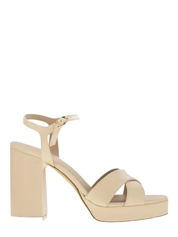 STUART WEITZMAN Dayna Leather Platform Sandal - Beige