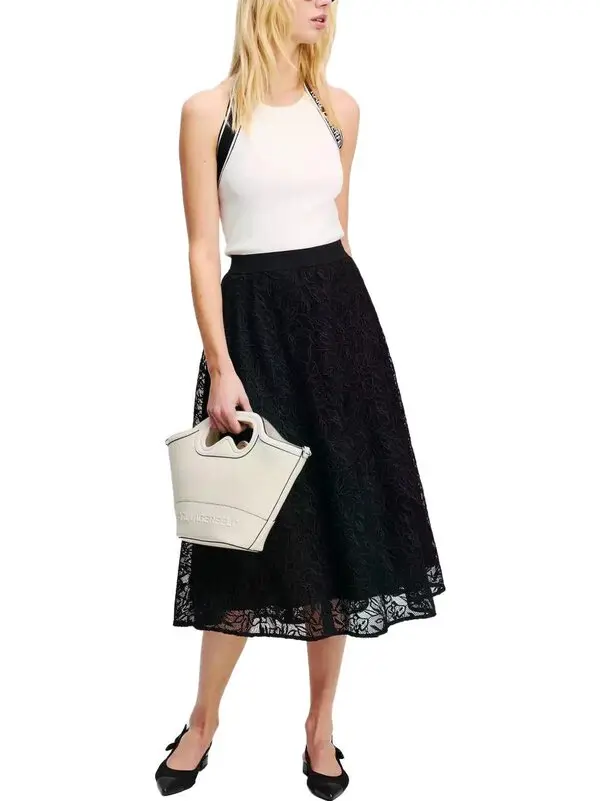 Karl Lagerfeld Floral-embroidered Skirt - Black