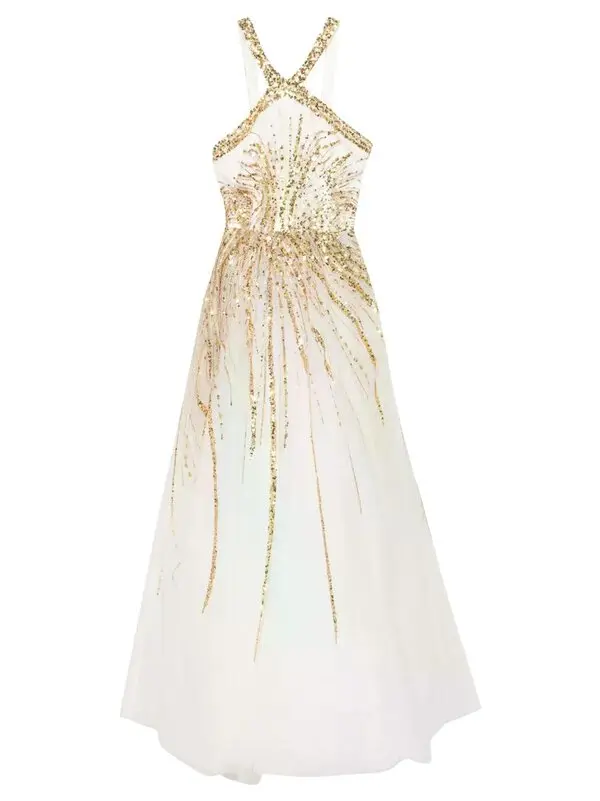 SAIID KOBEISY Bead-embellished Tulle Gown - Neutrals