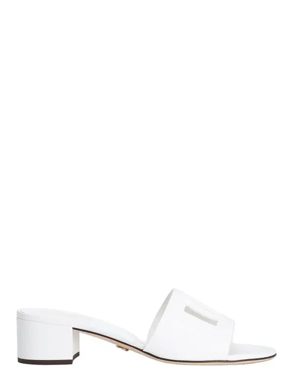 Dolce & Gabbana Calfskin Mules - White