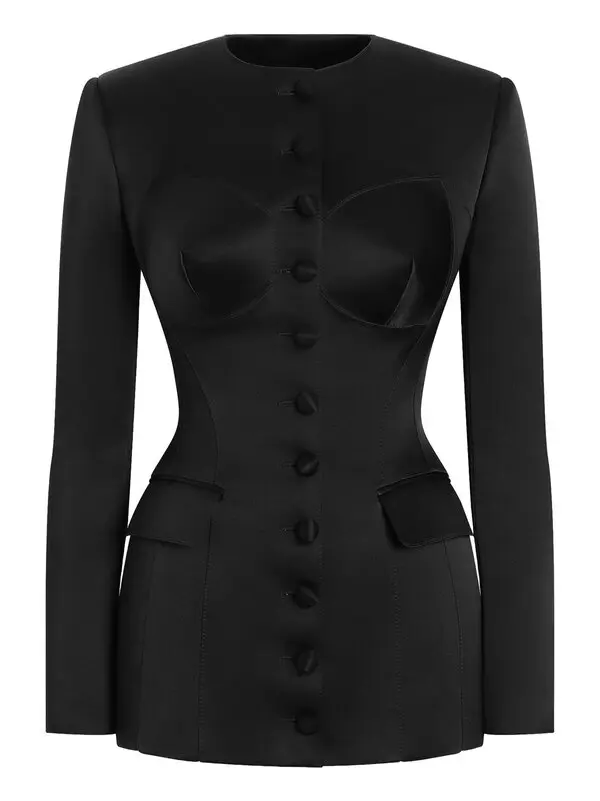 Dolce & Gabbana Single-breasted Duchess Jacket With Conical Cups - Black