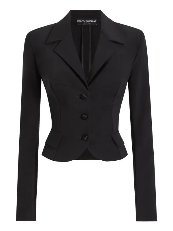 Dolce & Gabbana Short Single-breasted Technical Cady Jacket - Black