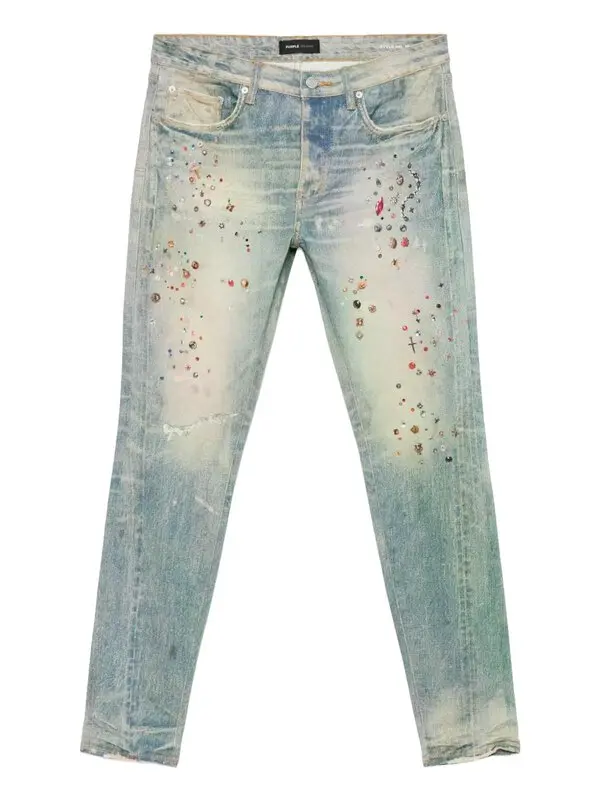 PURPLE BRAND Crystal-embellished Jeans - Blue