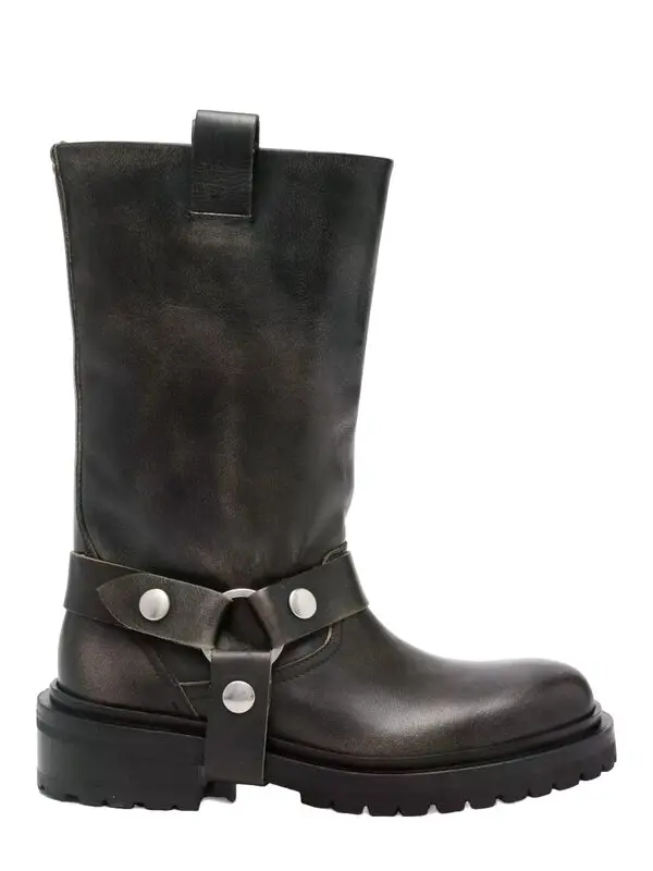 GOLDEN GOOSE Leather Biker Boots - Black