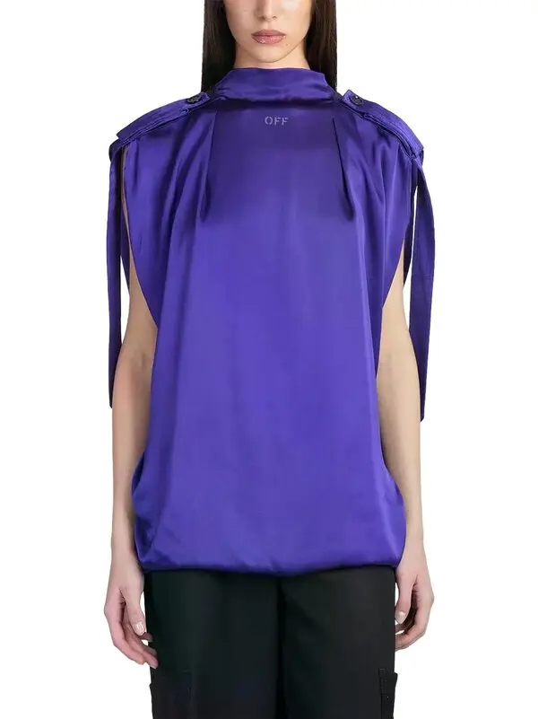 Off-White Logo-embroidered Blouse - Purple