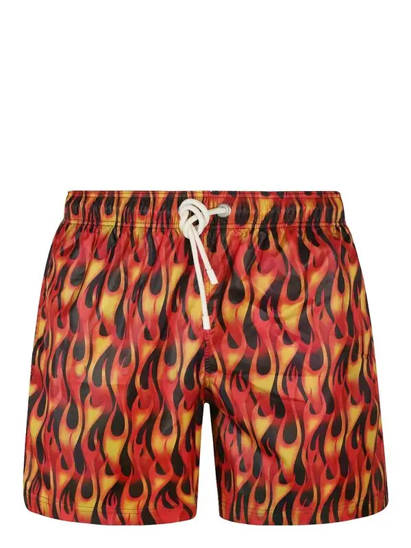 Palm Angels Flame-print Swim Shorts - Red