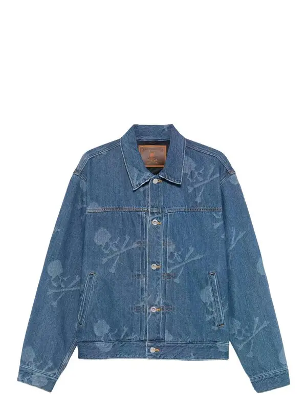 MASTERMIND WORLD Monogram-pattern Denim Jacket - Blue