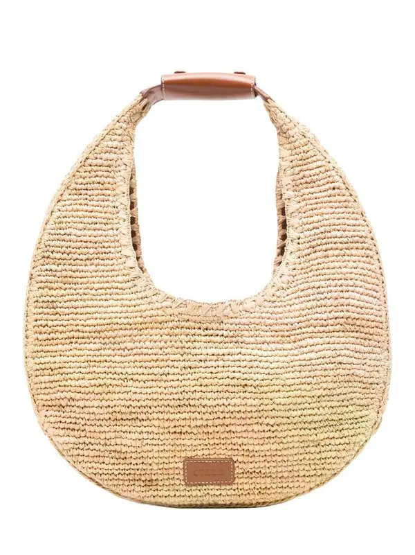 Staud Large Moon Raffia Shoulder Bag - Neutrals