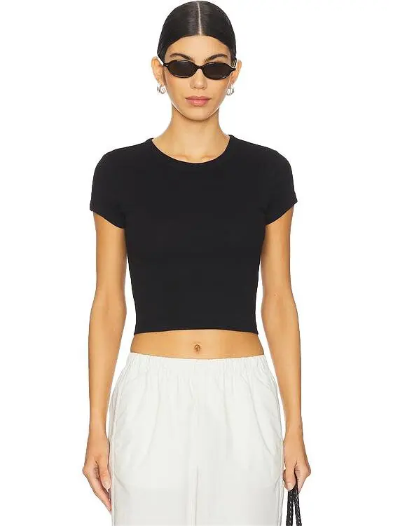 Enza Costa Supima Baby Cropped Tee - Black