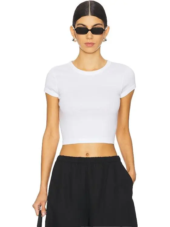 Enza Costa Supima Baby Cropped Tee - White