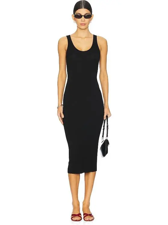 Enza Costa Silk Knit Tank Midi Dress - Black