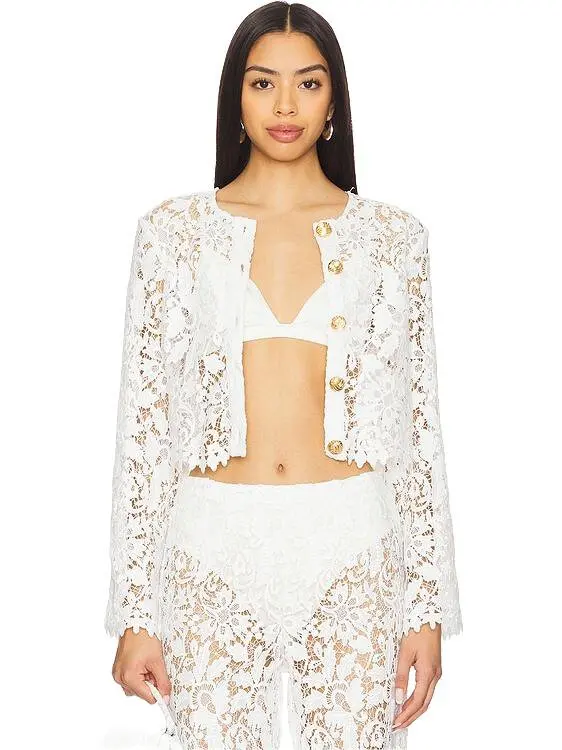 LA PORTE Coco Button Shirt - White Lace