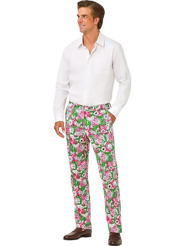 LILLY PULITZER Mizner Stretch Pant - Cherry Blossom Pink Lil Chicken Check