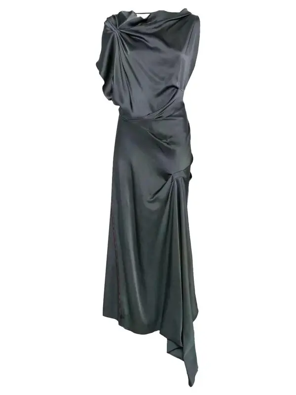 Victoria Beckham Asymmetric Draped Midi Dress - Grey